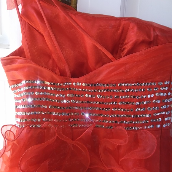 Dresses | Red Ruffle Prom Dress | Poshmark